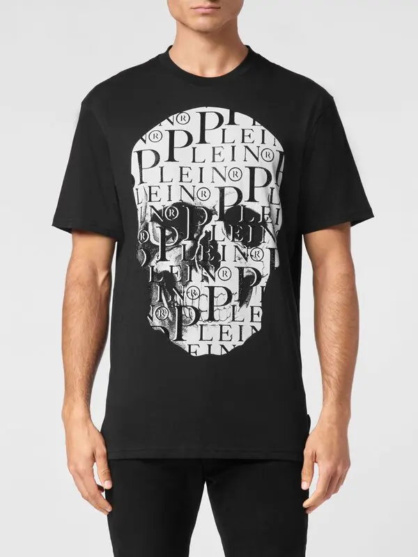 Philipp Plein Slim Fit Cotton T-shirt With Skull And Monogram Print