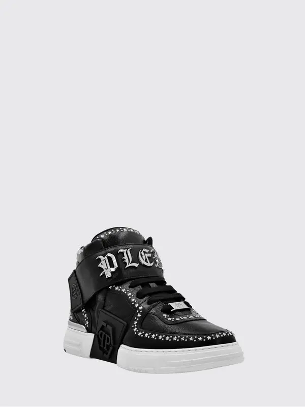 Philipp Plein Gothic High-top Leather Sneakers With Studs And Star Applications
