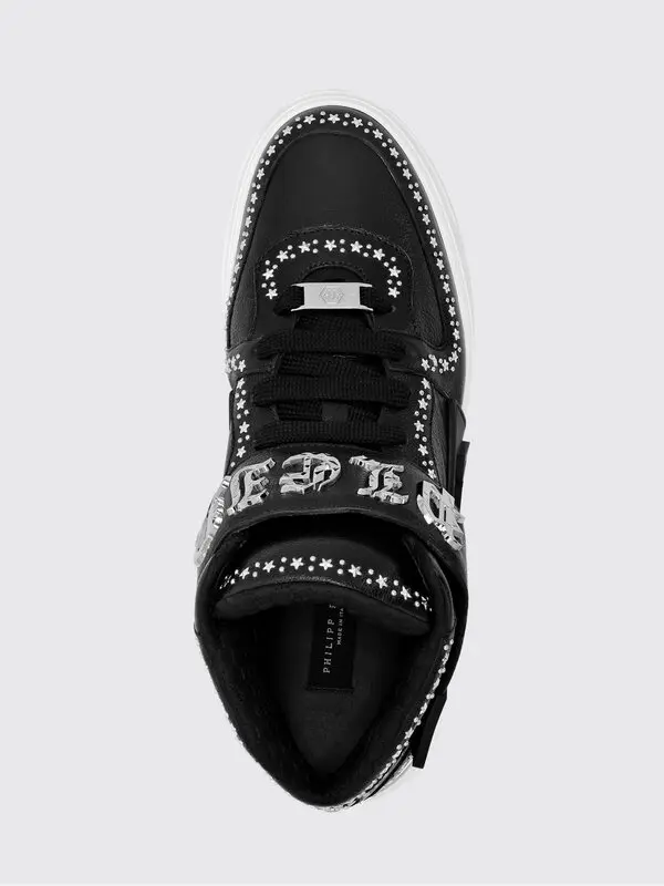 Philipp Plein Gothic High-top Leather Sneakers With Studs And Star Applications
