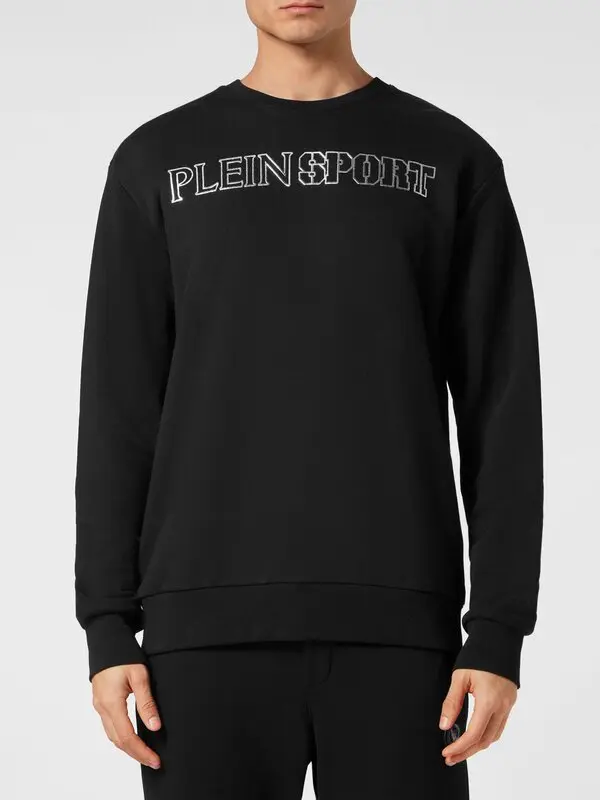 PLEIN SPORT Dropped Shoulder Embroidered Logo Cotton Sweatshirt