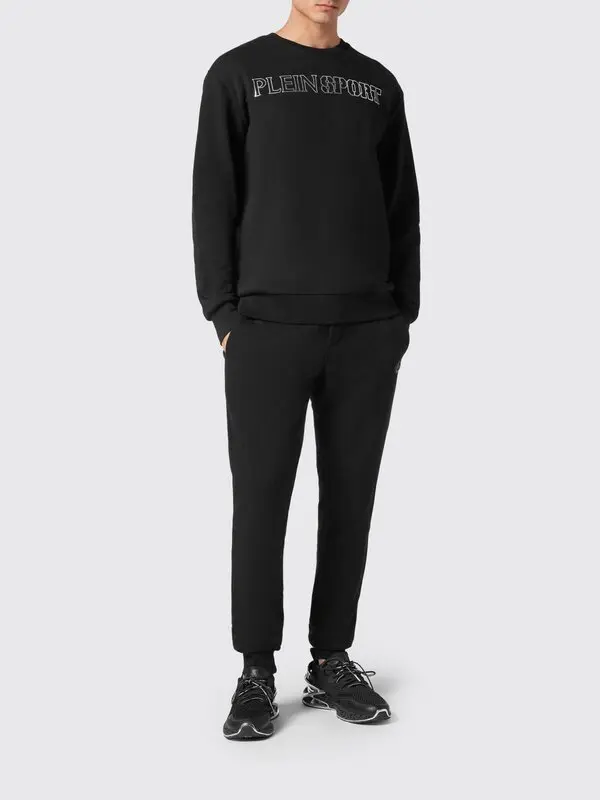 PLEIN SPORT Dropped Shoulder Embroidered Logo Cotton Sweatshirt