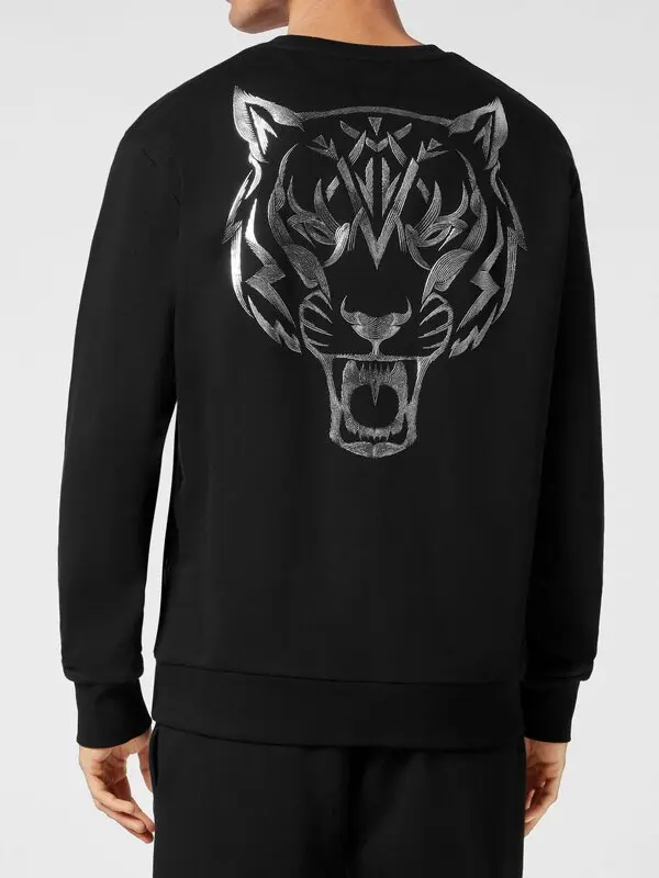 PLEIN SPORT Dropped Shoulder Embroidered Logo Cotton Sweatshirt