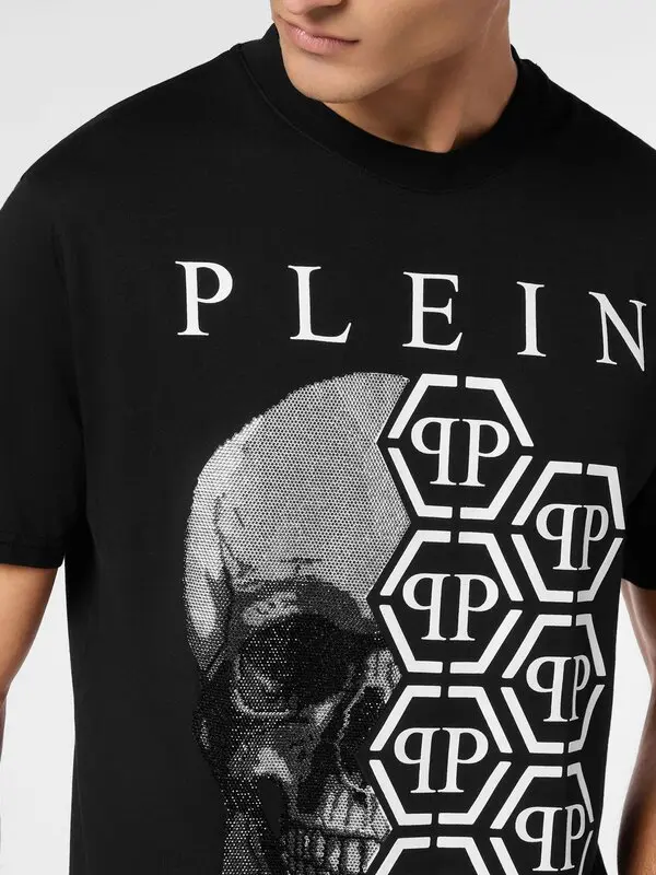 Philipp Plein Slim Fit Cotton T-shirt With Skull And Monogram Print