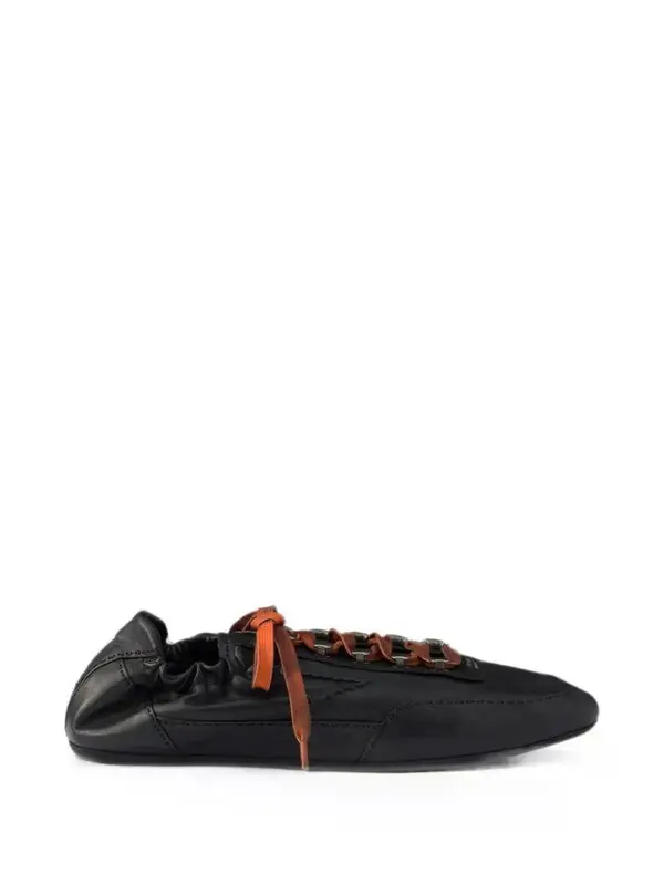 Prada Collapse Antiqued Nappa Leather Sneakers With Hooks
