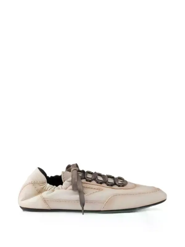 Prada Collapse Antiqued Nappa Leather Sneakers With Hooks
