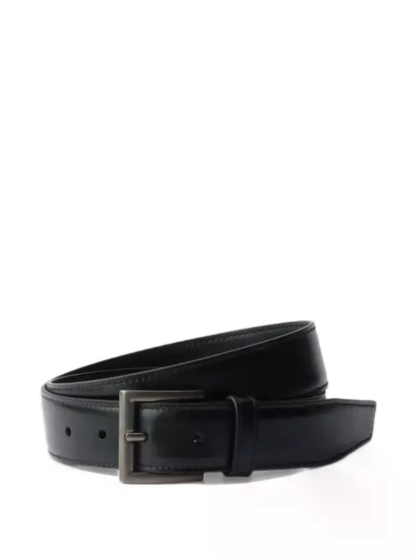 Prada Leather Belt With Engraved Logo Buckle - Black