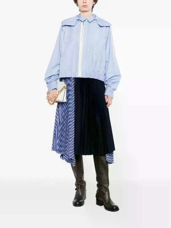Sacai Striped Hooded Zip-up Jacket