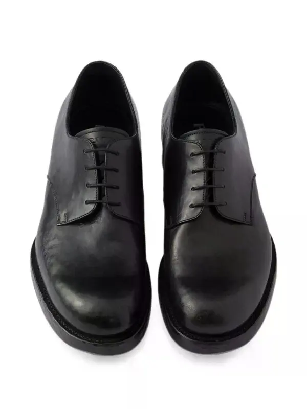 Prada Antiqued Leather Lace-up Derby Shoes