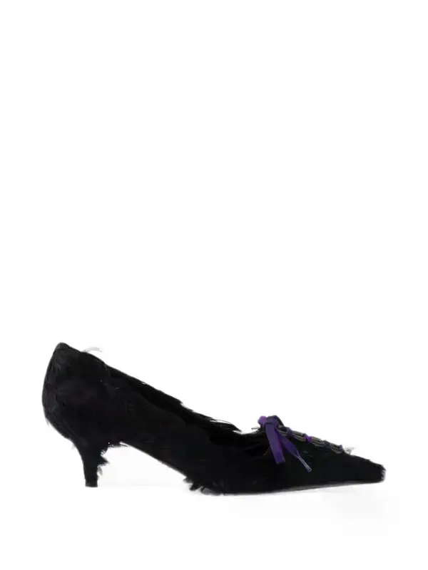 Prada Feather-embellished Satin Pumps