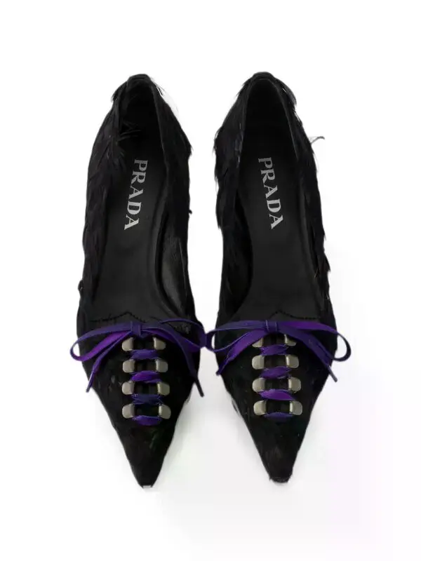 Prada Feather-embellished Satin Pumps