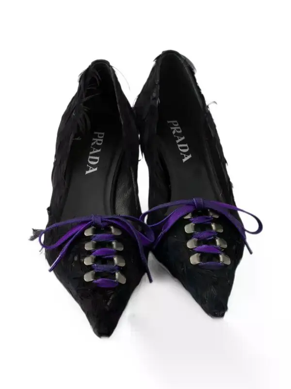 Prada Feather-embellished Satin Pumps