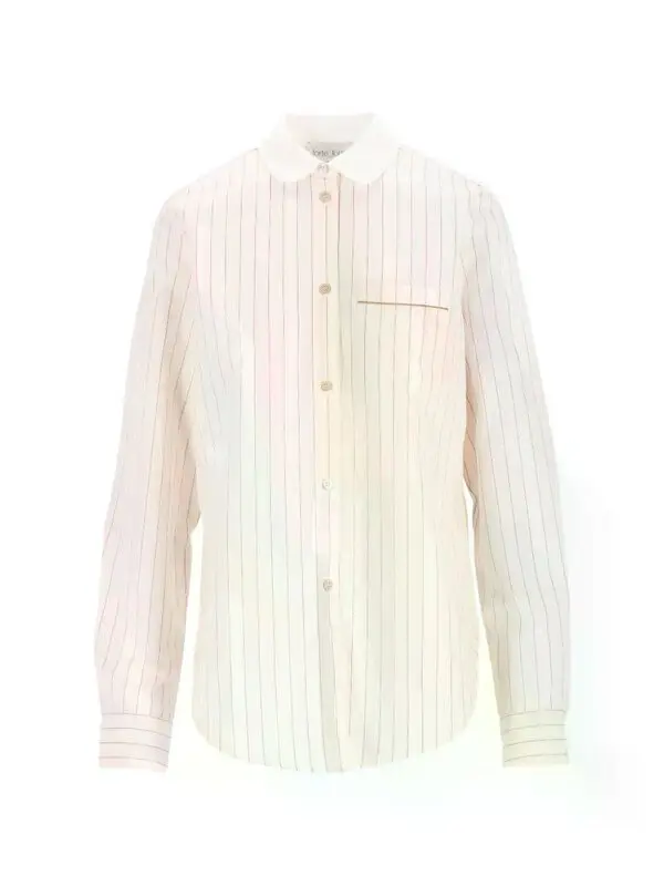 FORTE_FORTE Striped Club Collar Shirt