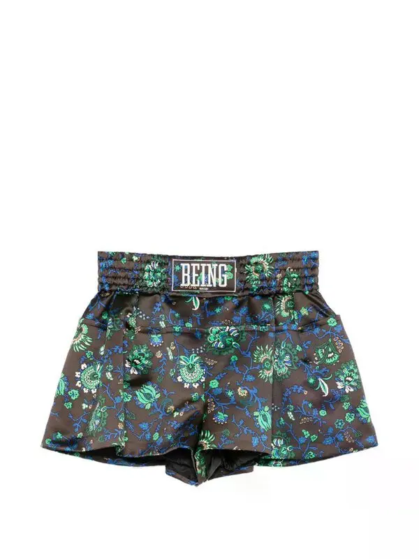 Sacai Floral Print Satin Finish Shorts