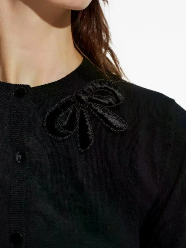 Valentino Garavani Virgin Wool Bow-embellished Cardigan