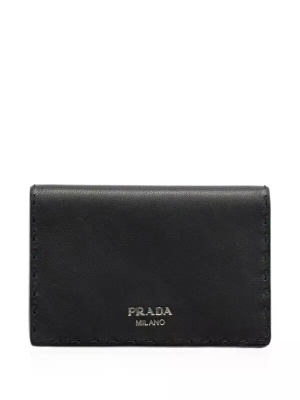 Prada Antiqued Leather Card Holder - Black