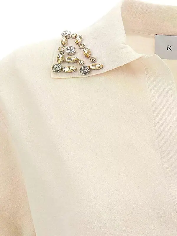 KAOS Jewel Embellished Knitted Polo Shirt