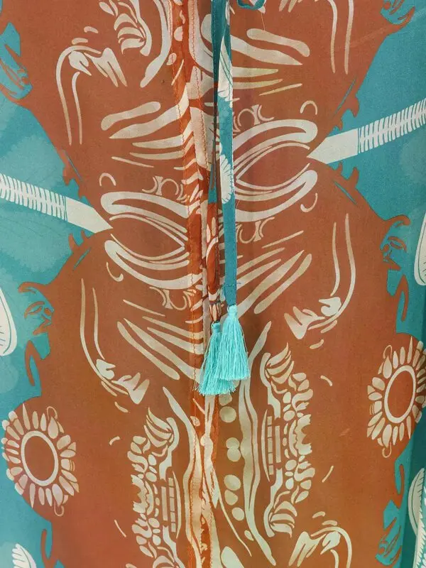 BYE FIRENZE Palm Print Lace-up Shirt