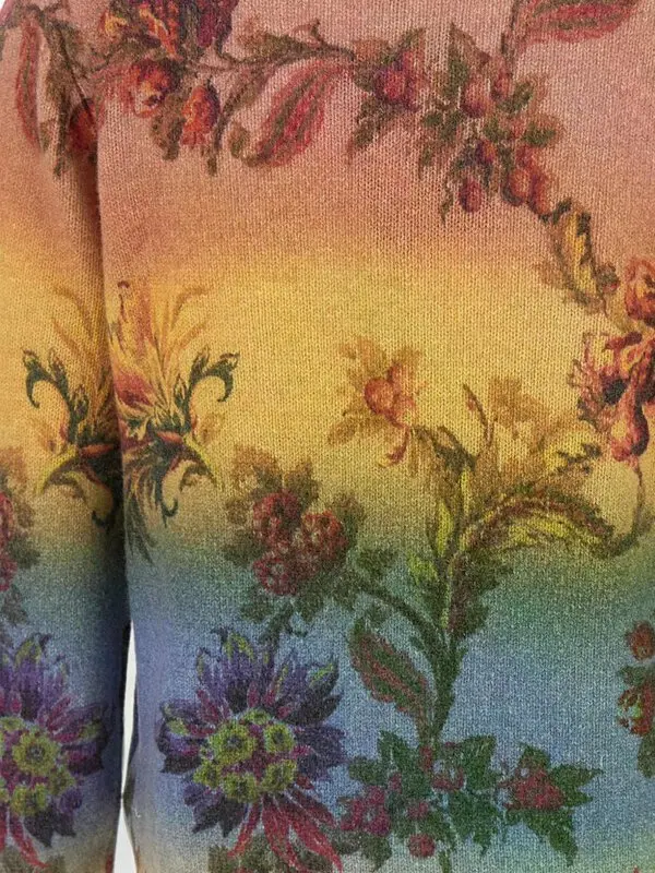Etro Multicolor Floral Pattern Wool Sweater - Neutrals