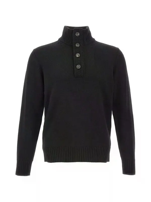 KANGRA Buttoned-collar Ribbed-knit Sweater