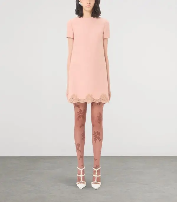 Valentino Garavani Wool-silk Lace-trim Mini Dress