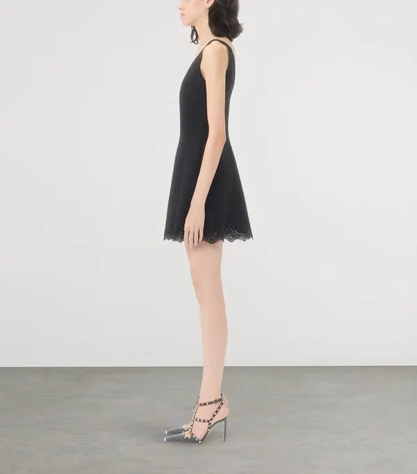 Valentino Garavani V-neck Mini Dress With Lace Trim