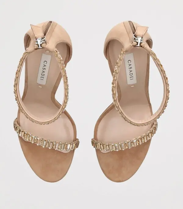 Casadei Suede Julia Heaven Sandals With Jewel Embellishment