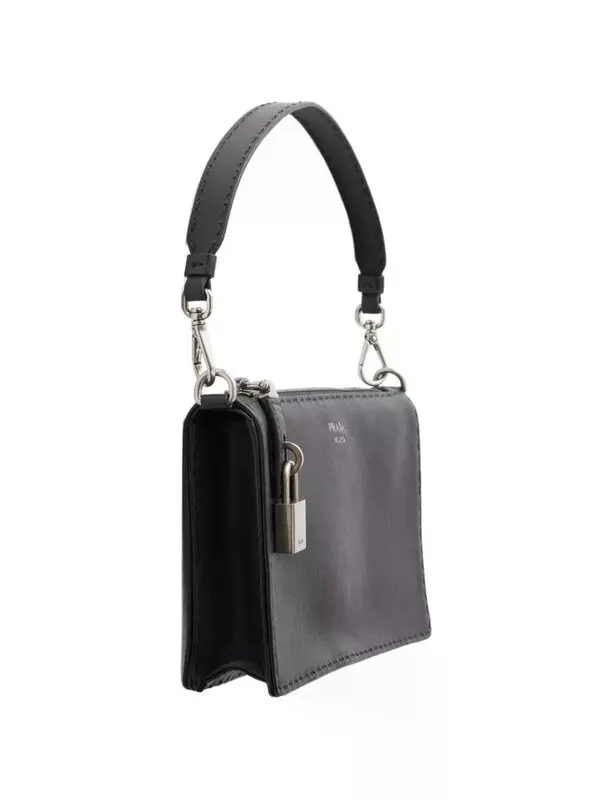 Prada Antiqued Leather Pouch With Padlock Detail - Black