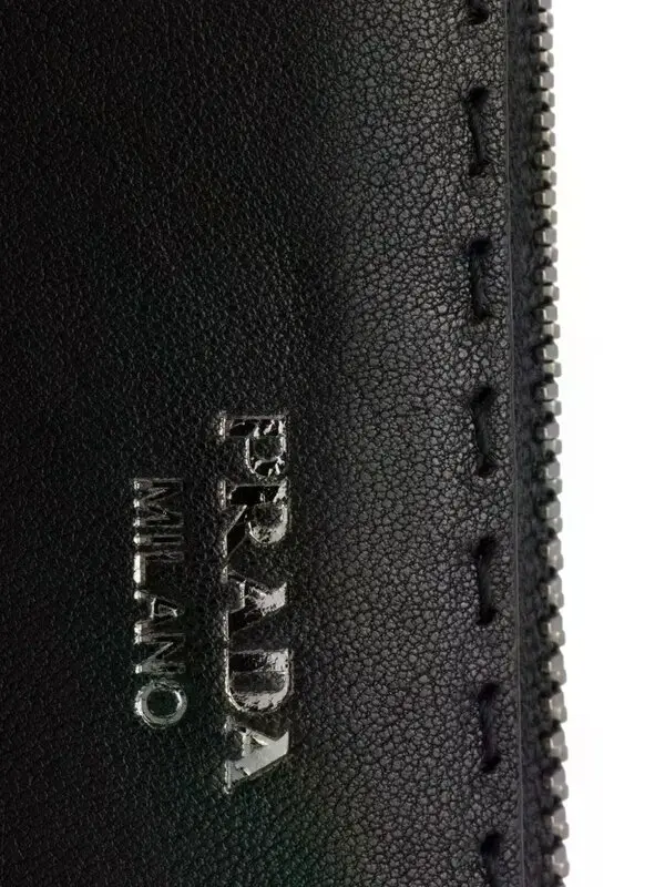 Prada Antiqued Leather Pouch With Padlock Detail - Black