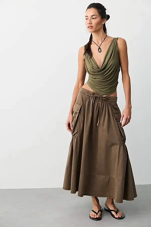 Free People We The Free Trailblazer Cargo Midi Skirt At - Chocolate