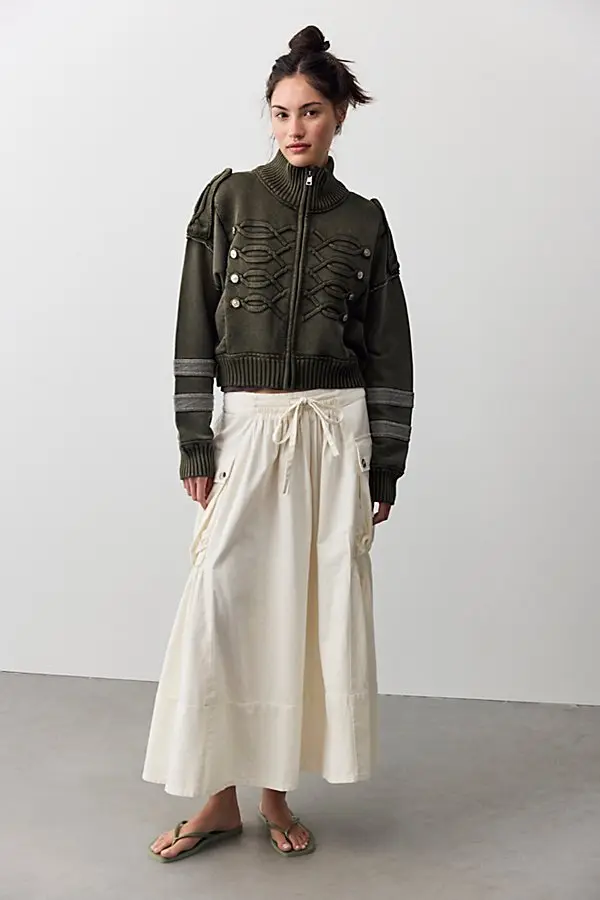 Free People We The Free Trailblazer Cargo Midi Skirt At - Ivory
