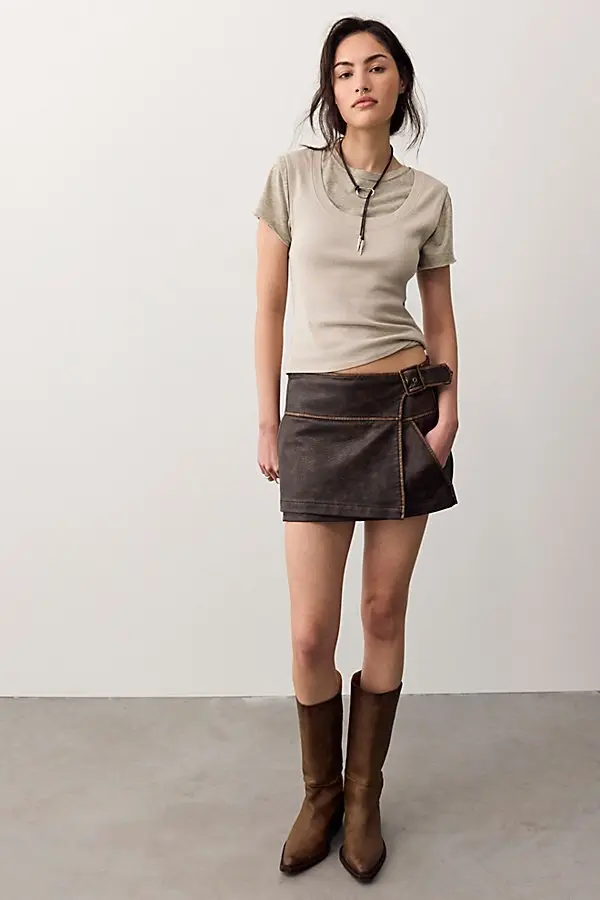 We The Free Suki Vegan Leather Micro Skirt