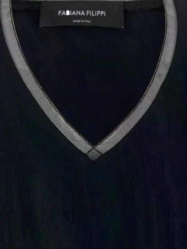 Fabiana Filippi V-neck Sweater With Bead Trim
