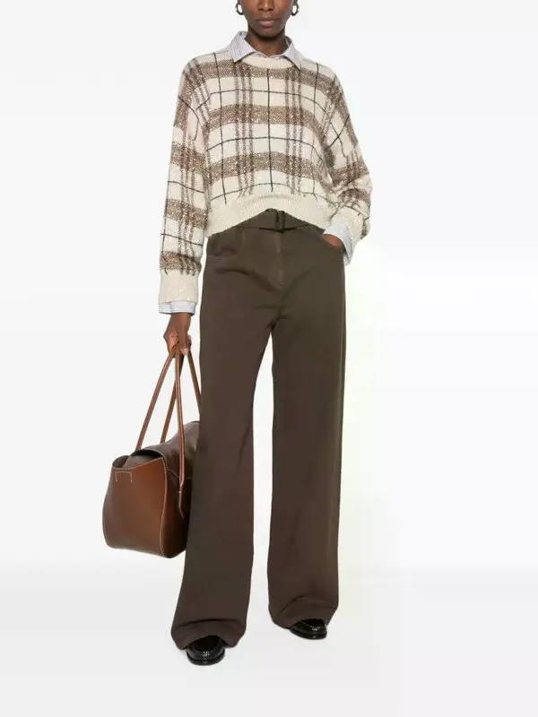 Brunello Cucinelli Sequin-embellished Checked Sweater