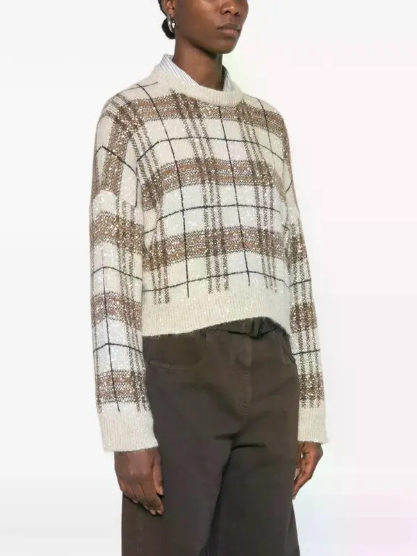 Brunello Cucinelli Sequin-embellished Checked Sweater