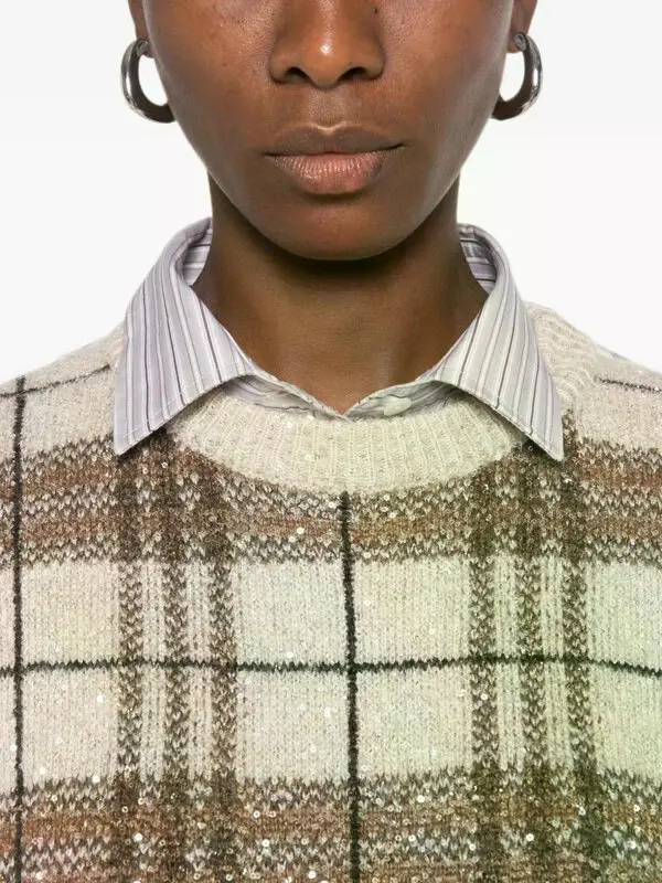 Brunello Cucinelli Sequin-embellished Checked Sweater