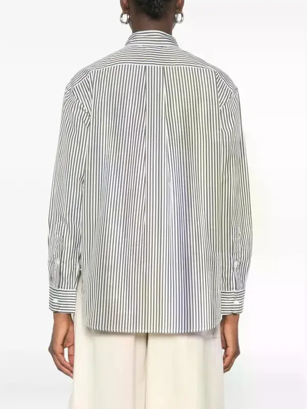 Polo Ralph Lauren Vertical Stripe Logo Embroidered Cotton Shirt