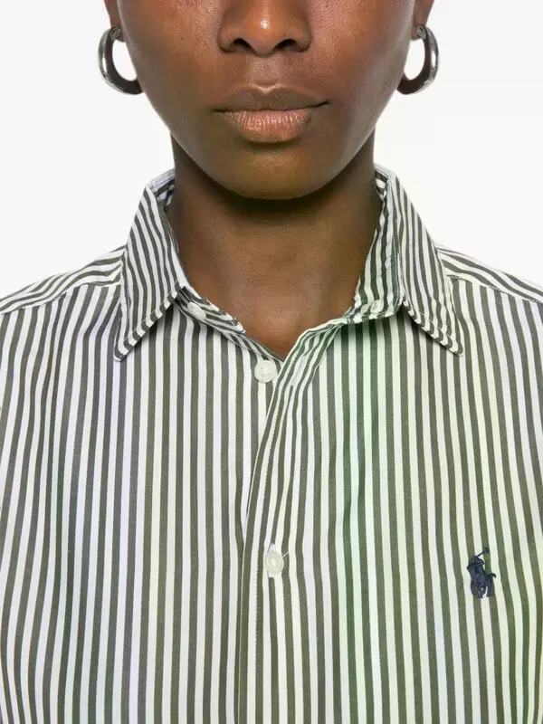 Polo Ralph Lauren Vertical Stripe Logo Embroidered Cotton Shirt