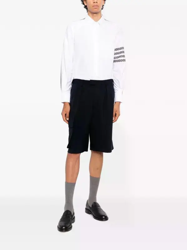 Thom Browne 4-bar Embroidered Shirt