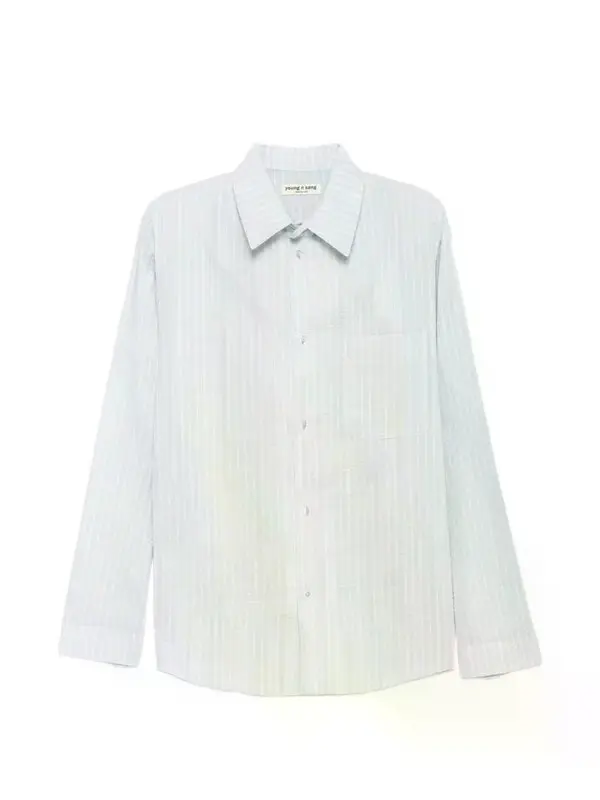 YOUNG N SANG Striped Seersucker Shirt - Blue
