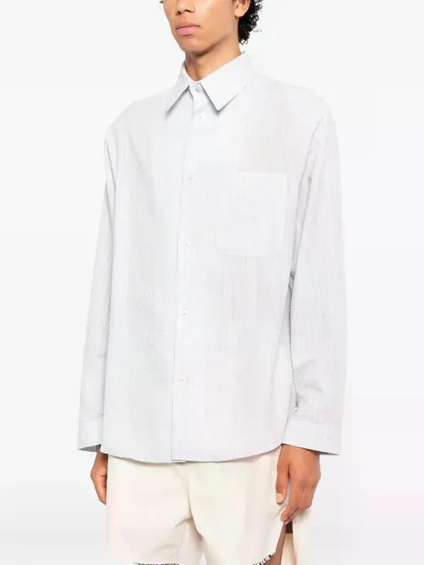 YOUNG N SANG Striped Seersucker Shirt