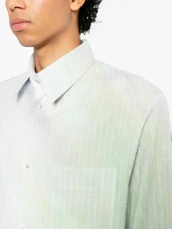 YOUNG N SANG Striped Seersucker Shirt