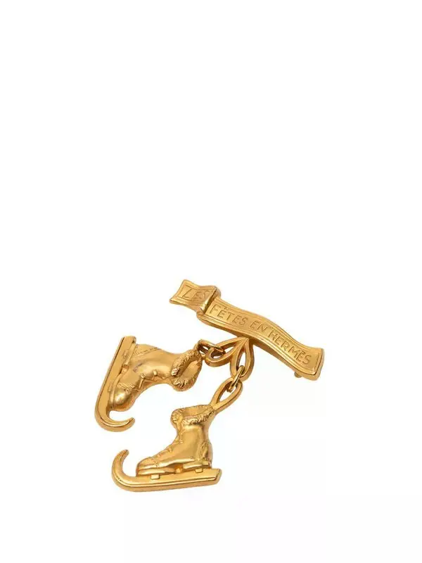 Hermès Les Fêtes En " Skates Brooch - Gold