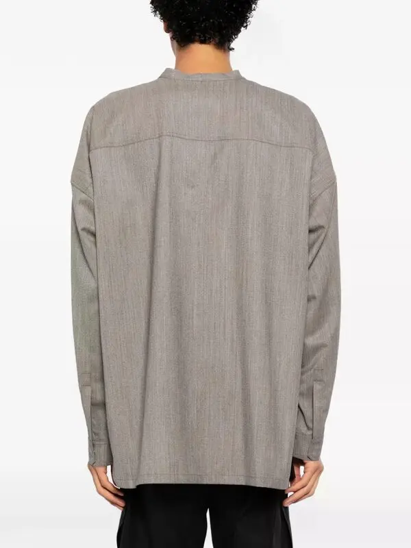 Rick Owens Collarless Long-sleeve Shirt