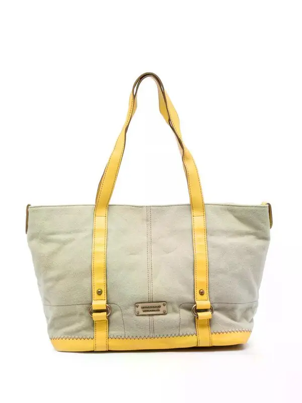 Burberry 2000-2017 Leather Trimmed Canvas Tote Bag