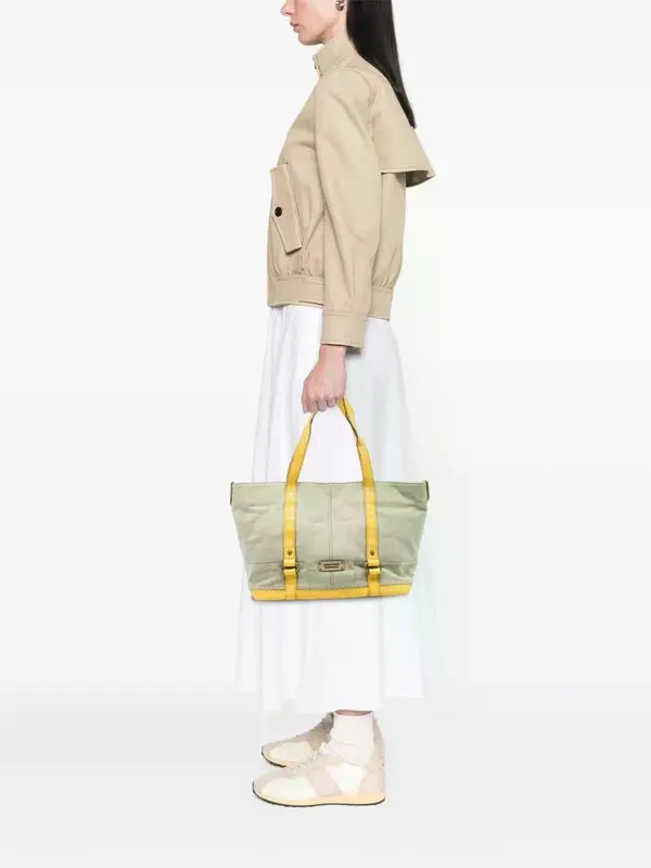 Burberry 2000-2017 Leather Trimmed Canvas Tote Bag