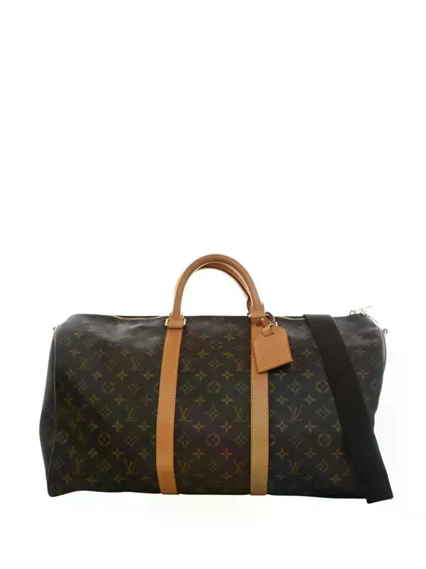 LOUIS VUITTON Monogram Keepall Bandouliere 50 Travel Bag - Brown