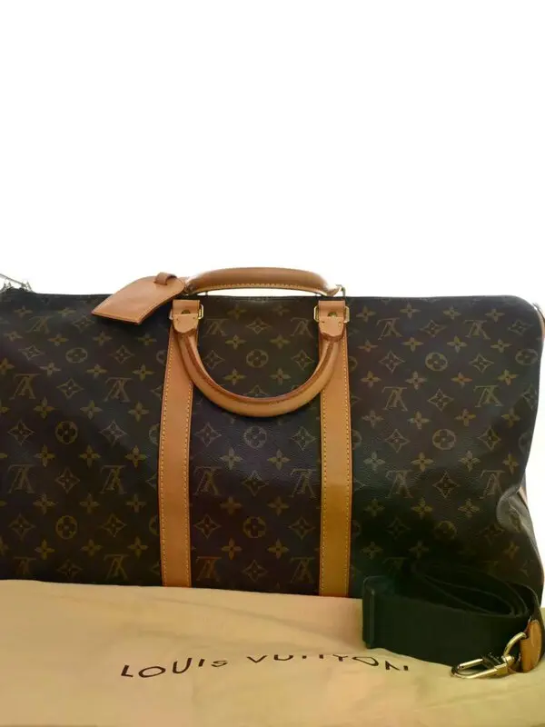 LOUIS VUITTON Monogram Keepall Bandouliere 50 Travel Bag - Brown