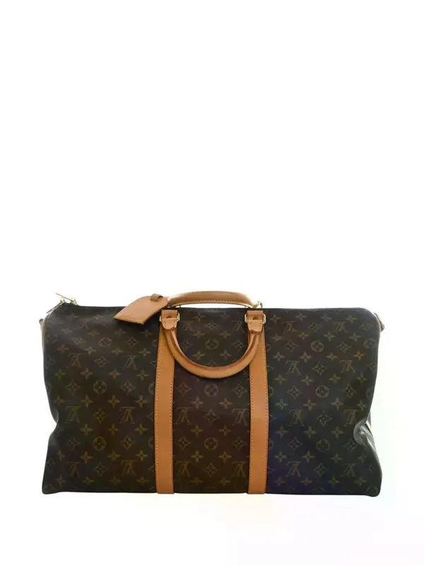 LOUIS VUITTON Monogram Keepall Bandouliere 50 Travel Bag - Brown