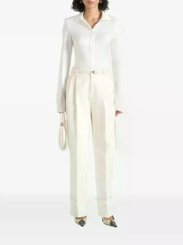 Manière De Voir Tailored Pleated Cargo Trousers - White