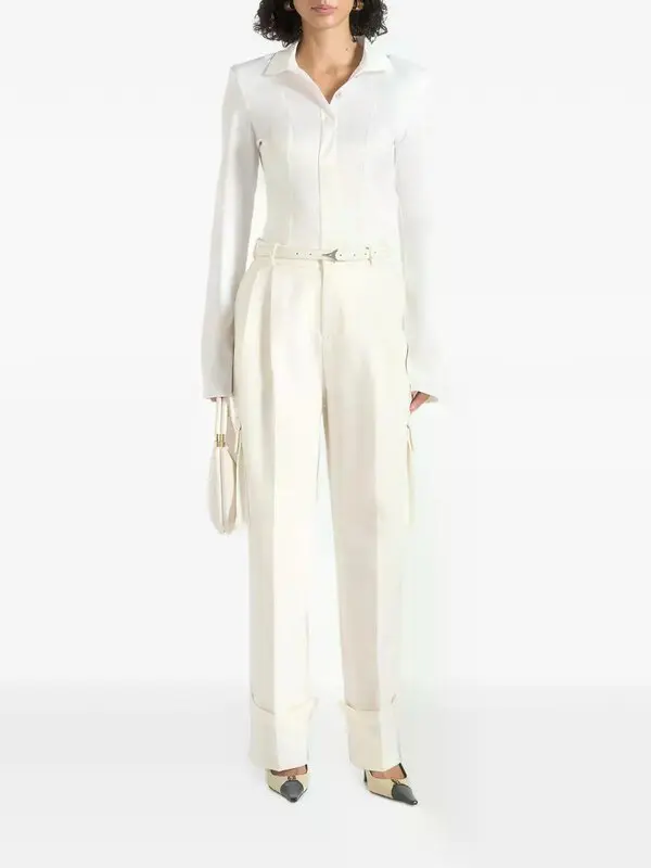 Manière De Voir Tailored Pleated Cargo Trousers - White